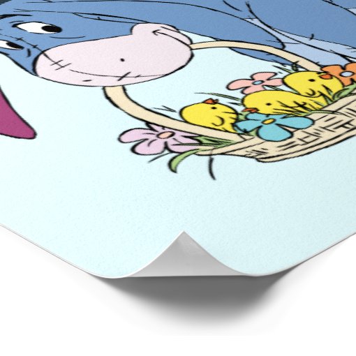 Eeyore Holding Easter Basket Full of Baby Chicks Poster | Zazzle