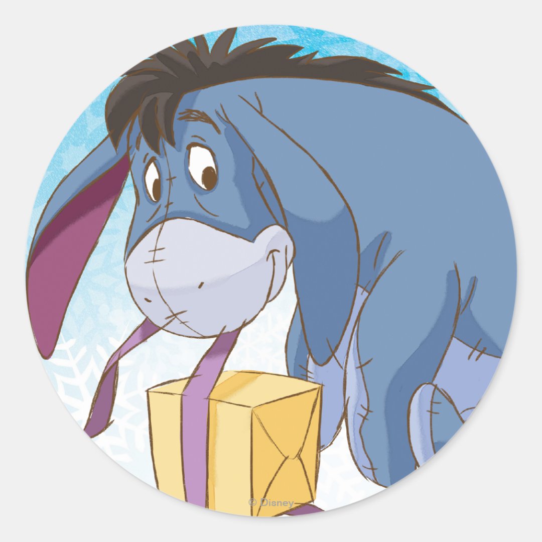 Eeyore Wrapping Gift Classic Round Sticker | Zazzle
