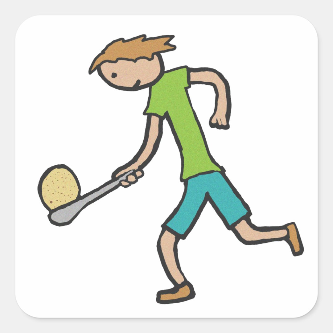 Egg And Spoon Race Square Sticker | Zazzle