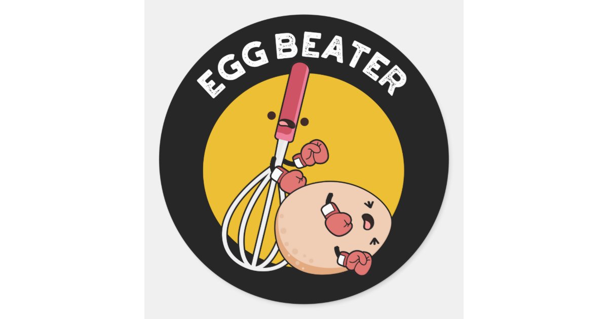 Egg Beater Funny Boxing Pun Dark BG Classic Round Sticker | Zazzle