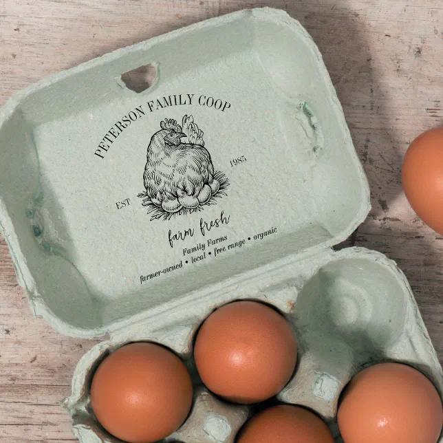 Egg Carton | Family Farm Chicken Hen Fresh Organic Rubber Stamp | Zazzle