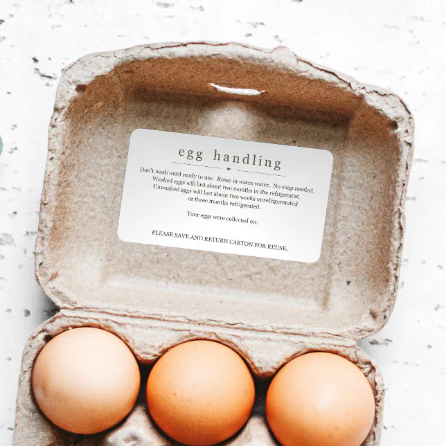 Egg Handling Instruction Sticker Carton Care Label | Zazzle