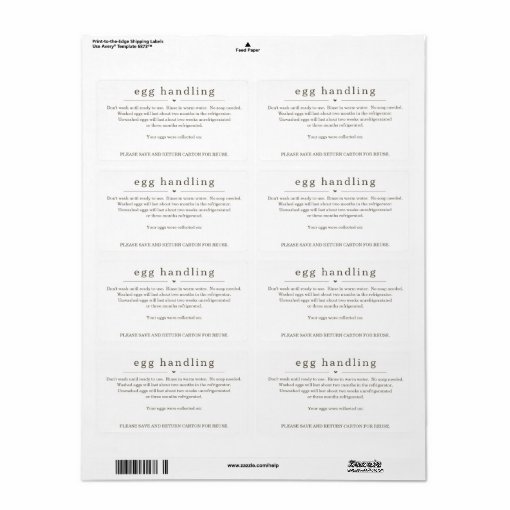 Egg Handling Instruction Sticker Carton Care Label | Zazzle