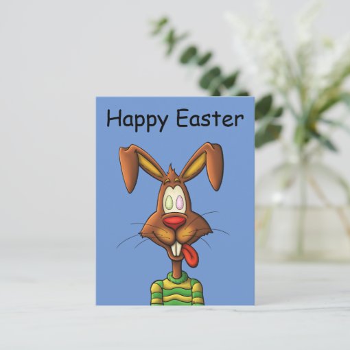egg mad easter bunny funny cartoon drawing holiday postcard | Zazzle