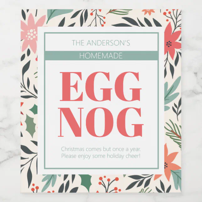 Eggnog Food and Beverage Label Set | Zazzle