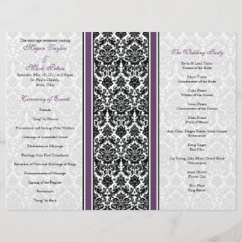 Eggplant Purple Damask Wedding Program | Zazzle