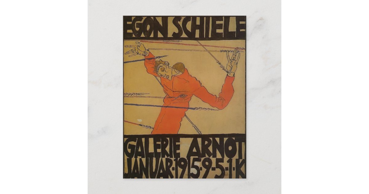 Egon Schiele- Self Portrait as St. Sebastian Postcard | Zazzle