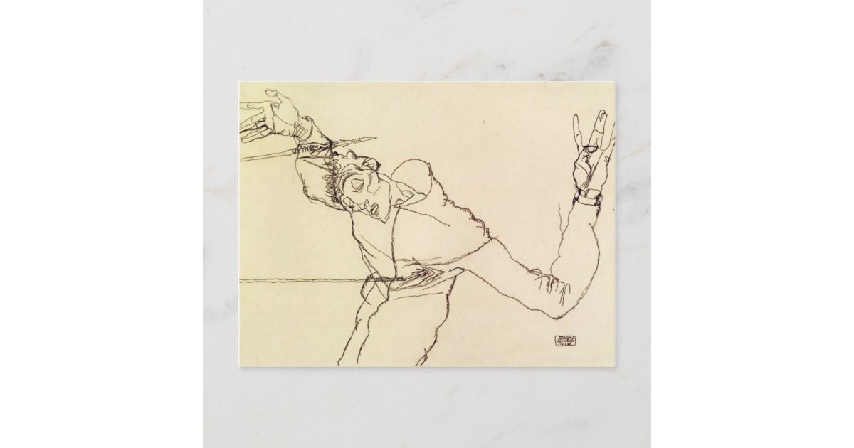 Egon Schiele- Self Portrait as St. Sebastian Postcard | Zazzle