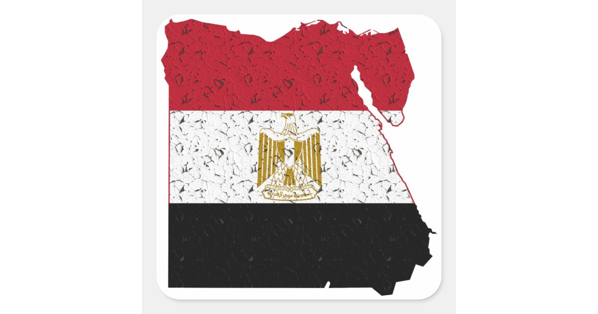 Egypt Flag Map Crackle Square Sticker | Zazzle