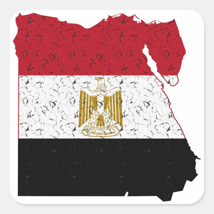 Egypt Flag Map Crackle Square Sticker | Zazzle