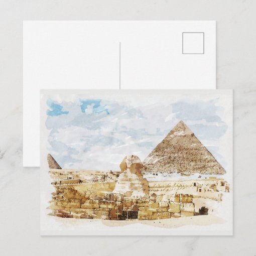 Egypt Sphinx Giza Pyramids Traveling Fine Art Postcard | Zazzle