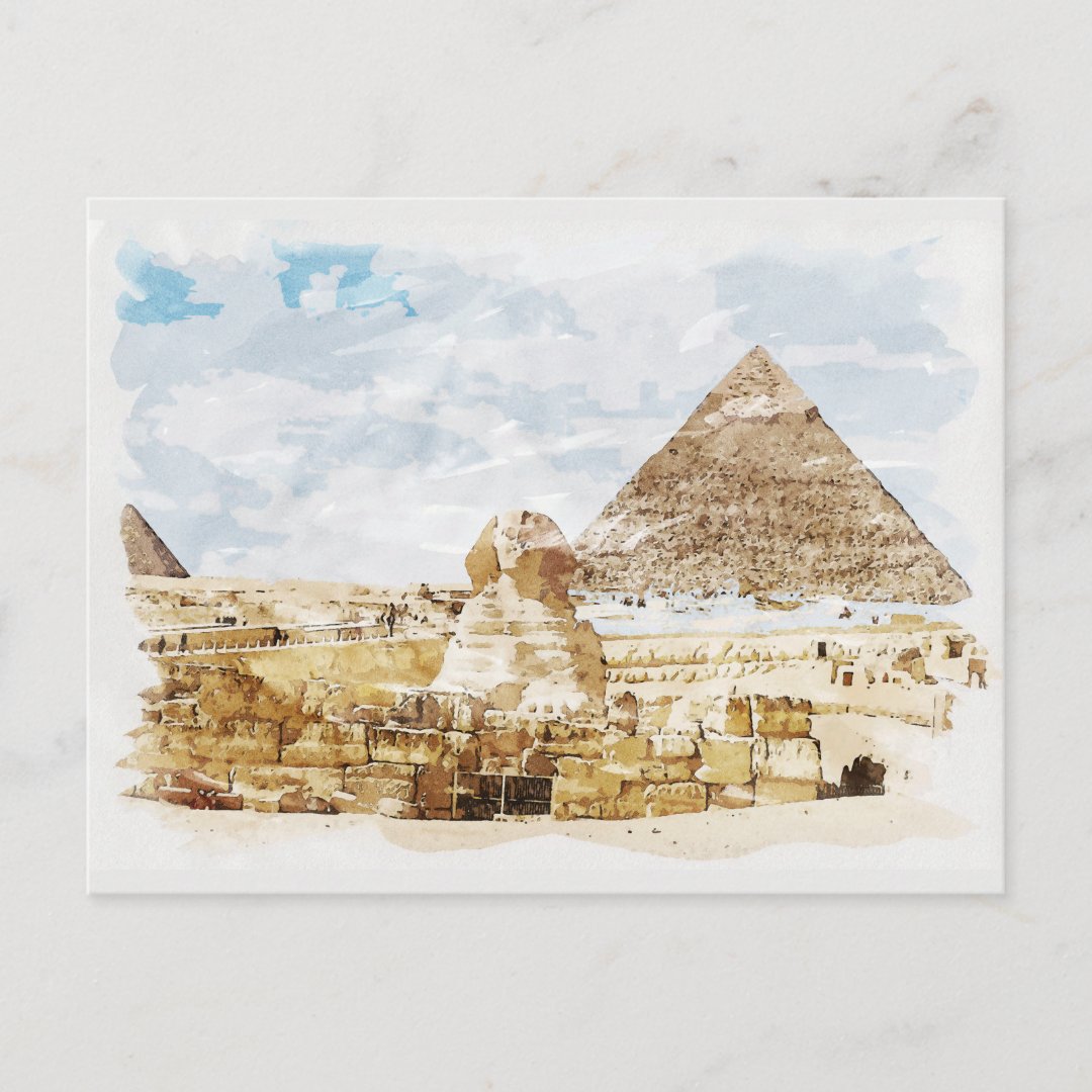 Egypt Sphinx Giza Pyramids Traveling Fine Art Postcard | Zazzle