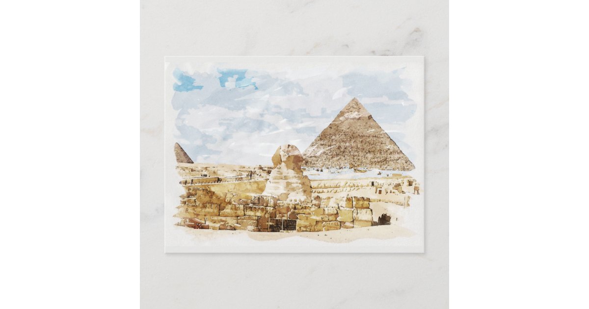 Egypt Sphinx Giza Pyramids Traveling Fine Art Postcard | Zazzle