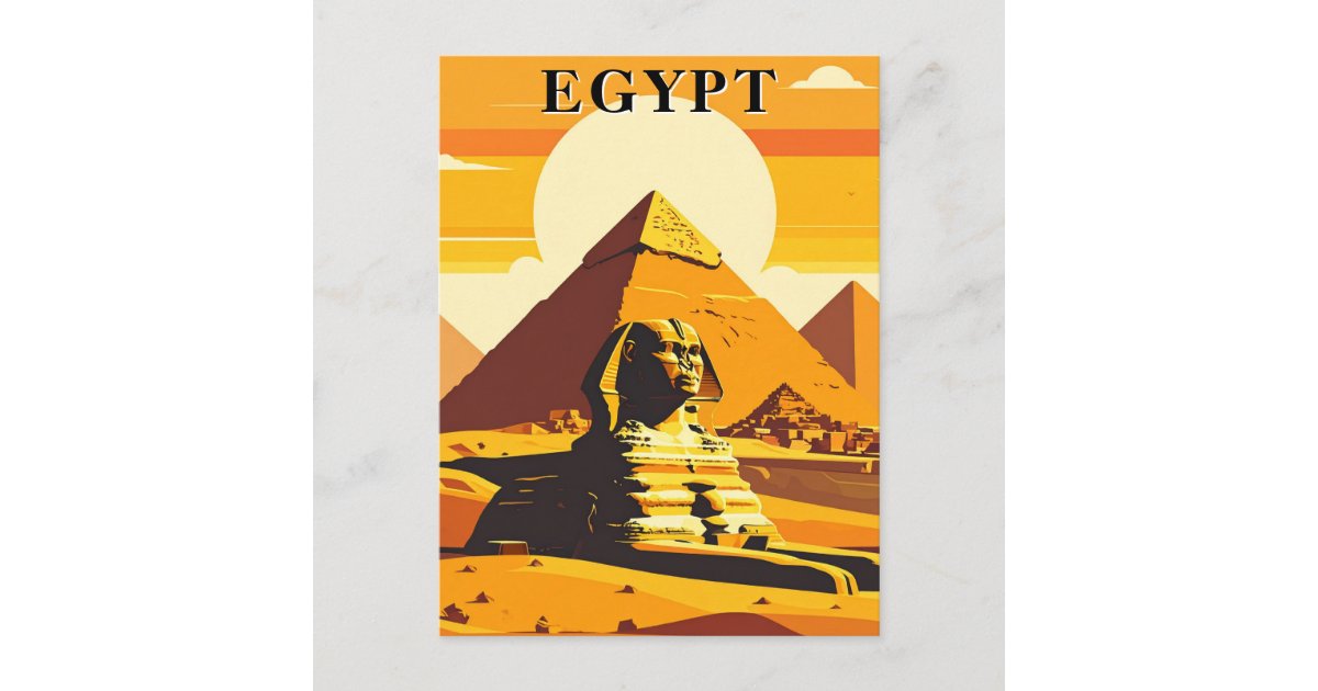 Egypt Vintage Travel Sphinx and Pyramids Postcard | Zazzle