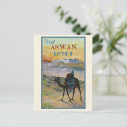 Egypt Vintage Visit Aswan Travel Postcard | Zazzle