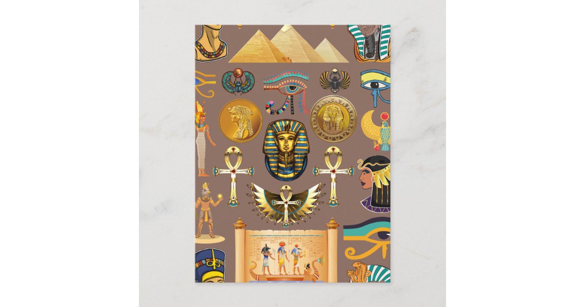 Egyptian Ancient Hieroglyphic Pattern Symbol Postcard | Zazzle