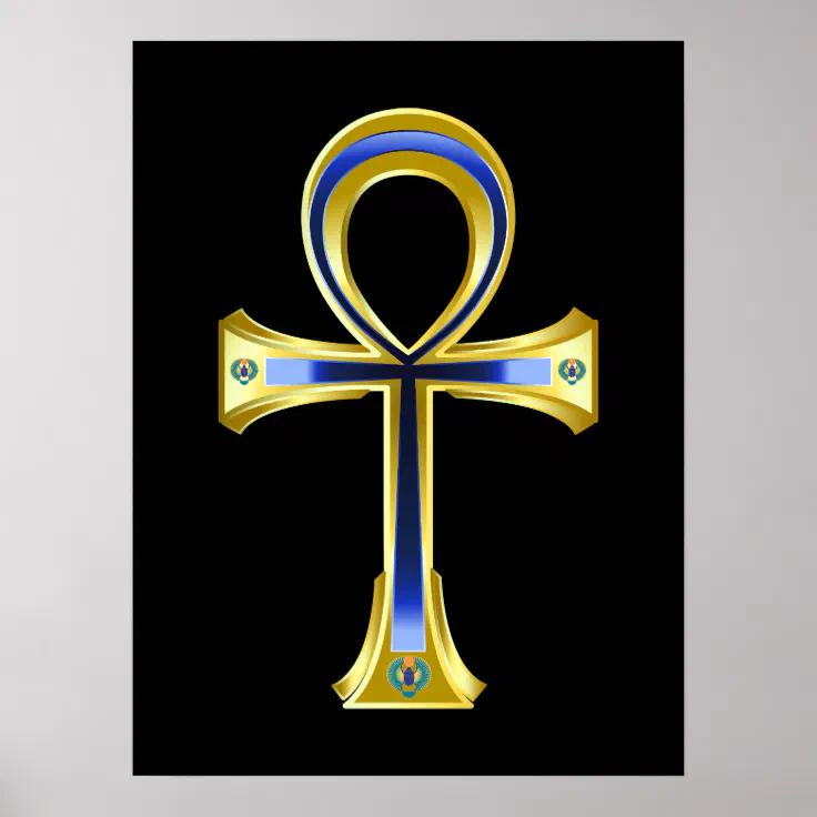 Egyptian Ankh And Scarabs Poster | Zazzle
