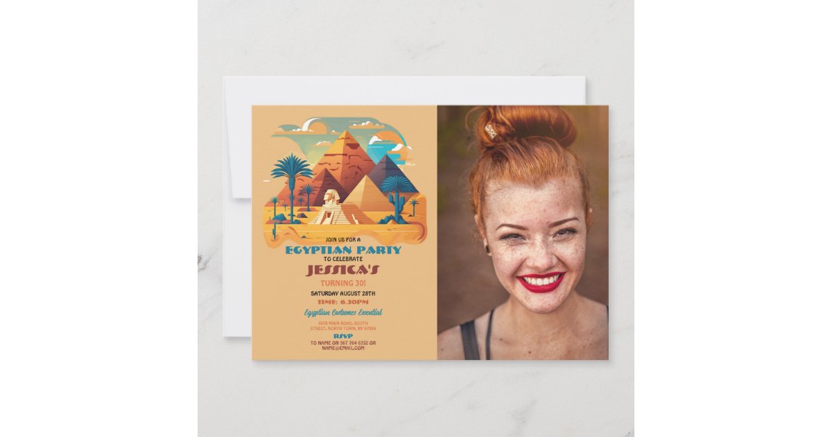 Egyptian Birthday Pyramids Party Photo Egypt Invitation | Zazzle