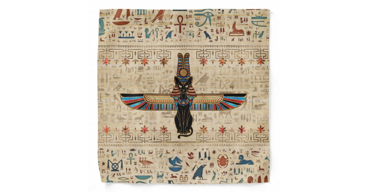 Egyptian Cat - Bastet on papyrus Bandana | Zazzle
