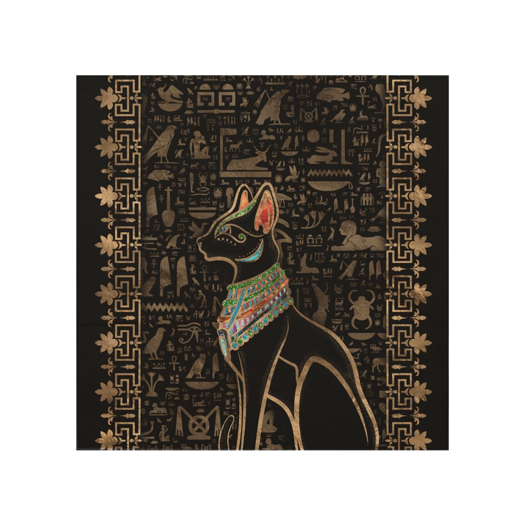 Egyptian Cat - Bastet Wood Wall Art | Zazzle
