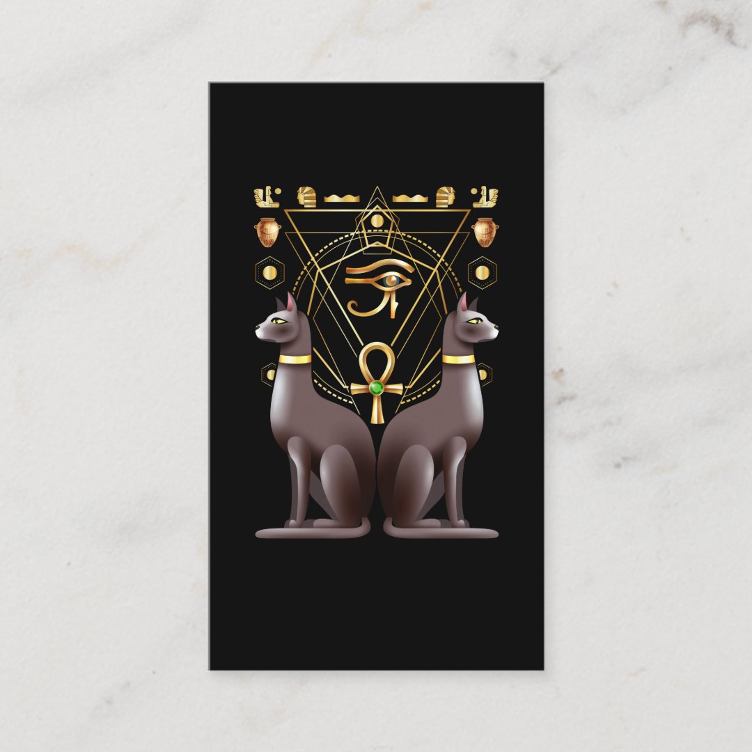 Egyptian Cat Horus Eye Ankh Sacred Geometry Business Card | Zazzle