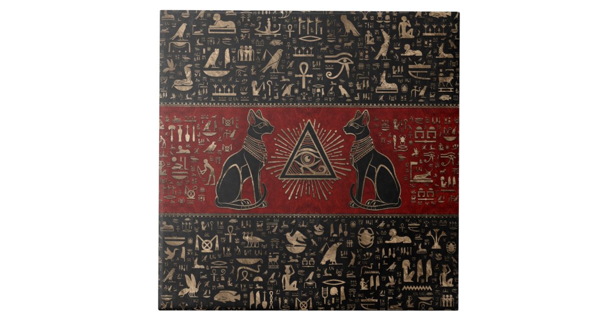 Egyptian Cats and Eye of Horus Ceramic Tile | Zazzle