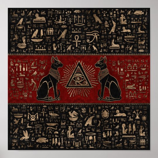 Egyptian Cats and Eye of Horus Poster | Zazzle.com