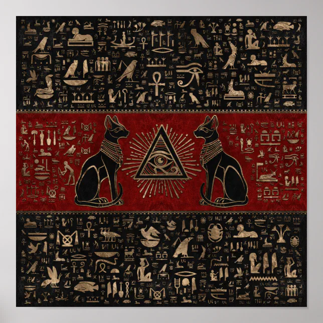 Egyptian Cats and Eye of Horus Poster | Zazzle