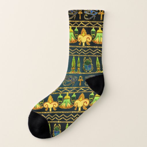 Egyptian Colorful Pattern in gold and metallic Socks | Zazzle
