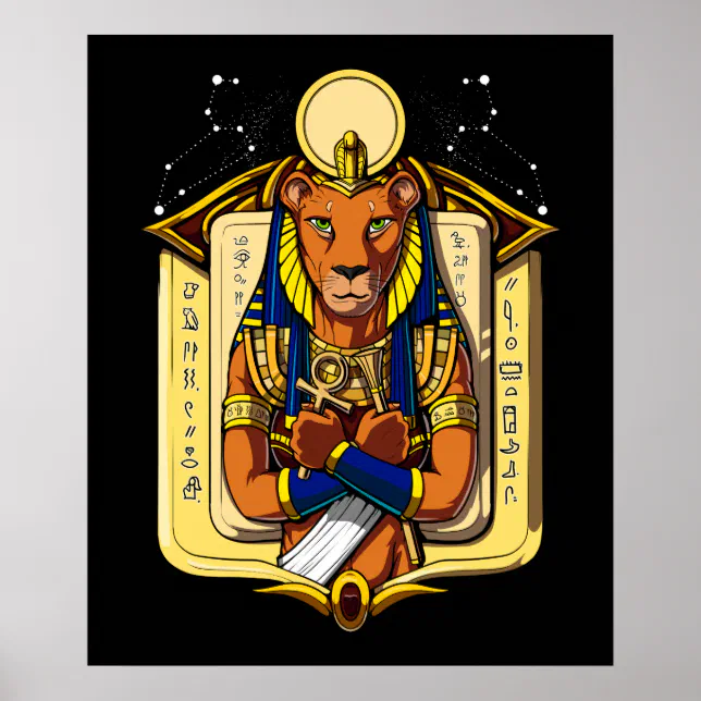 Egyptian Goddess Lioness Sekhmet God Bastet Poster | Zazzle