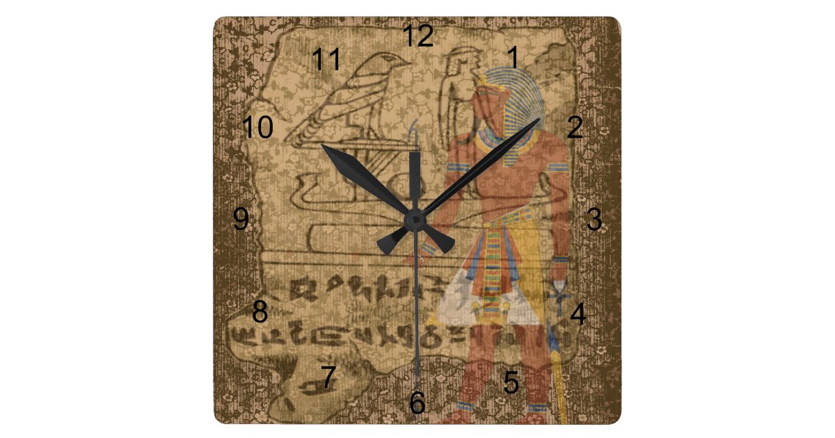 Egyptian Hieroglyphic Square Wall Clock | Zazzle.com