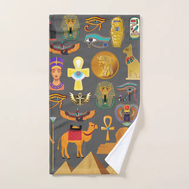 Egyptian Hieroglyphic Symbol Pattern pharaoh Hand Towel | Zazzle