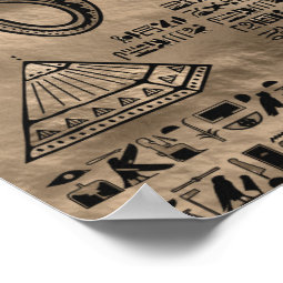 Egyptian hieroglyphs and deities - Luxury Gold Poster | Zazzle
