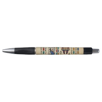 Egyptian hieroglyphs and deities on papyrus pen | Zazzle