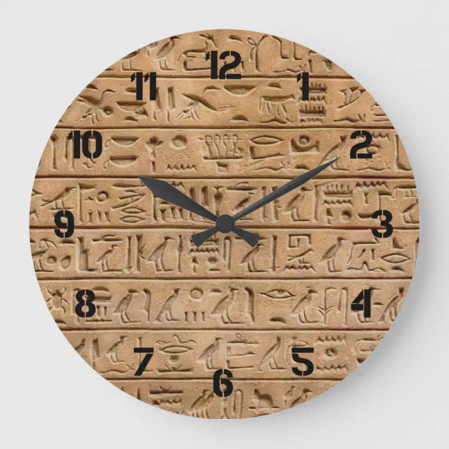 Egyptian Hieroglyphs Large Clock | Zazzle