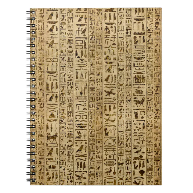 Egyptian hieroglyphs on papyrus notebook | Zazzle