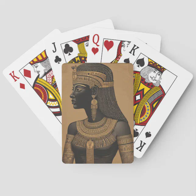 Egyptian Queen. Black and Gold. Playing Cards | Zazzle