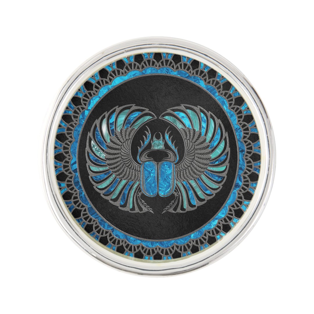 Egyptian Scarab Beetle - Gold and Blue glass Pin | Zazzle