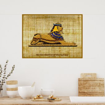 Egyptian Sphinx on Papyrus Art Poster | Zazzle