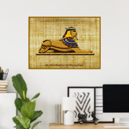 Egyptian Sphinx on Papyrus Art Poster | Zazzle