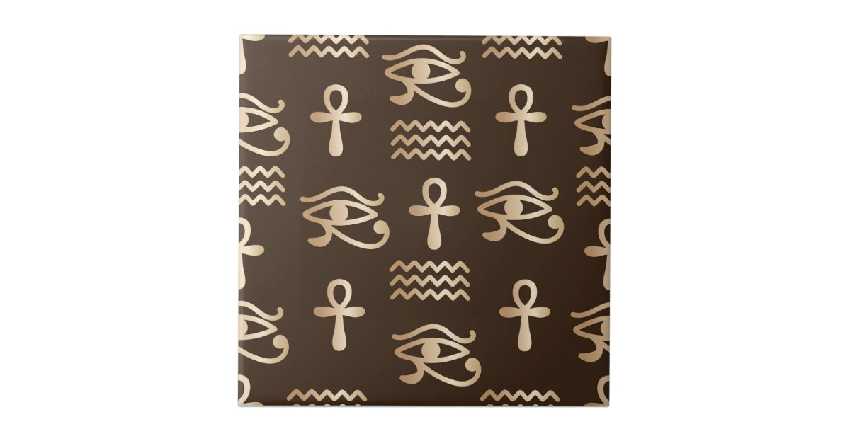 Egyptian Symbol Ankh Horus Eye Pattern Ceramic Tile | Zazzle