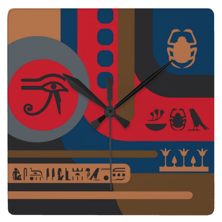 Egyptian Symbols Art Deco Composition #5 Square Wall Clock | Zazzle