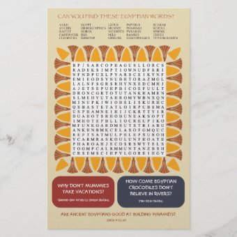 Egyptian Themed Games and Puzzles Activity Sheet | Zazzle