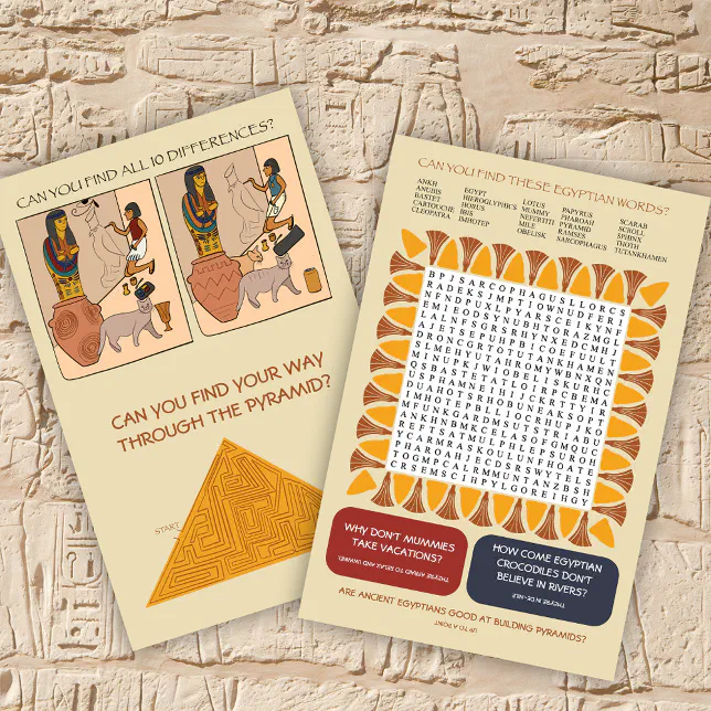 Egyptian Themed Games and Puzzles Activity Sheet | Zazzle