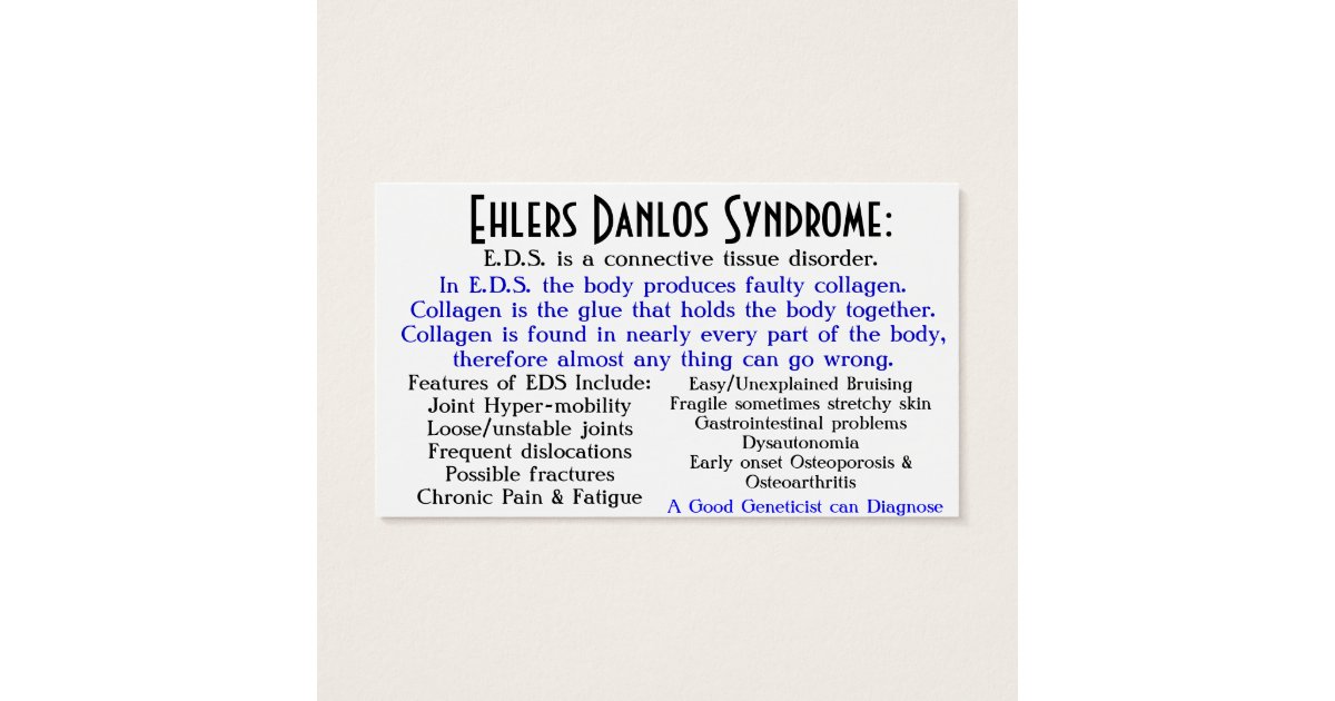 ehlers danlos syndrome awareness card | Zazzle