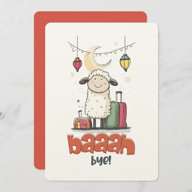 Eid Meme Funny Sheep LOLL HAHA | Baaah Bye! Invitation | Zazzle