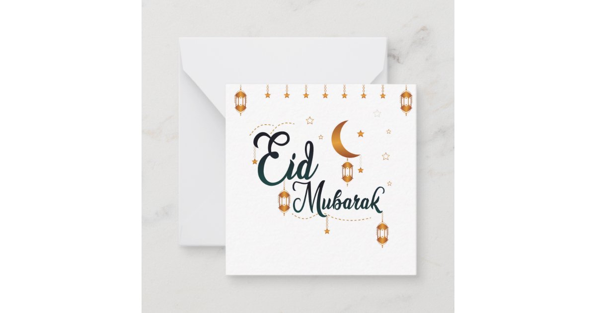 Eid Mubarak Golden Note Card | Zazzle