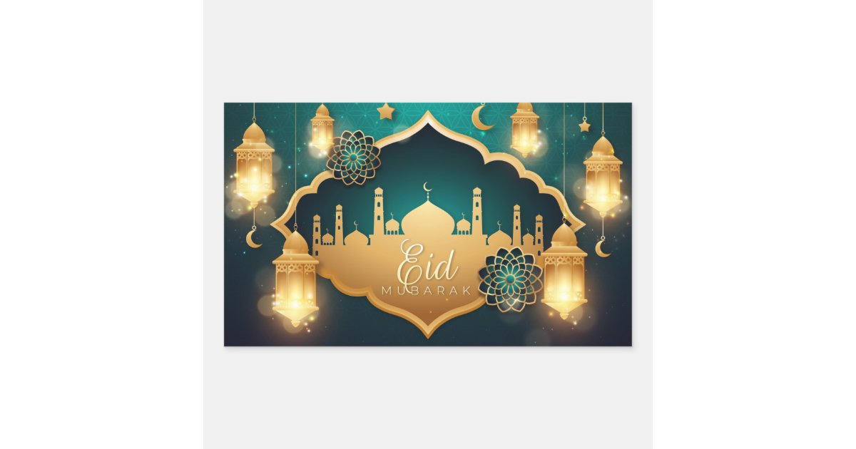 Eid Mubarak Rectangular Sticker | Zazzle
