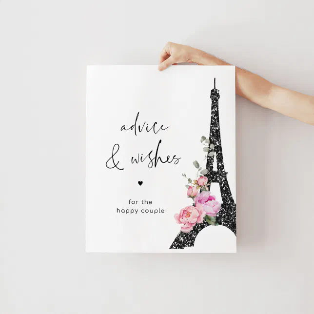 Eiffel tower advice and wishes for Newlyweds Poster | Zazzle