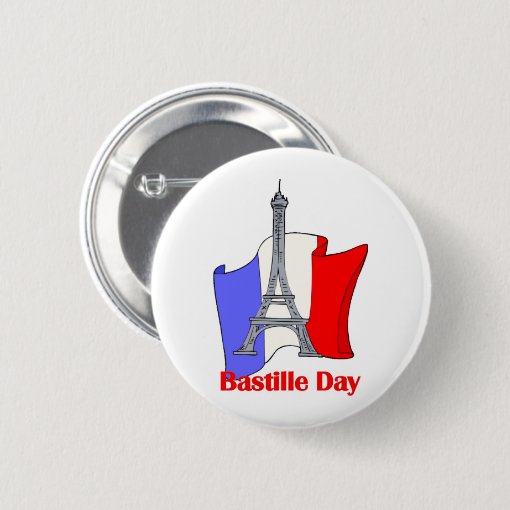 Eiffel Tower and French Flag Bastille Day Tees Button | Zazzle